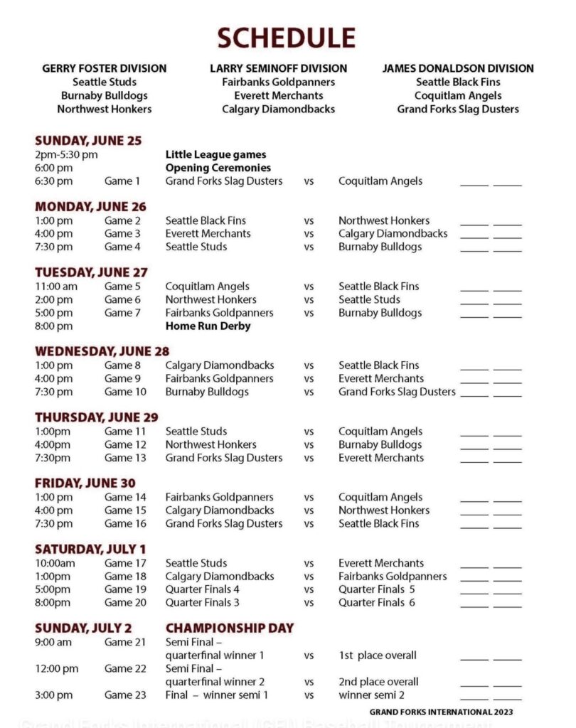 Schedule – Grand Forks International